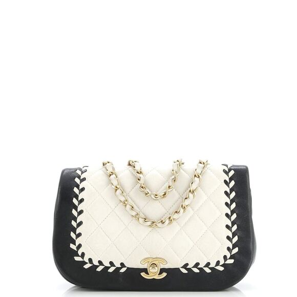 CHANEL | Bags | Chanel Bicolor Braided Saddle Flap Bag Quilted Lambskin ...